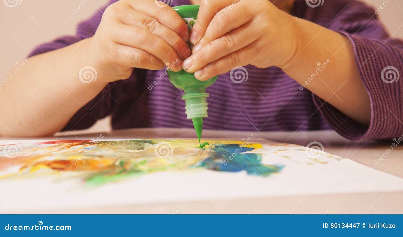Little Girl Learning To Paint Child Development in Art Stock Image ...