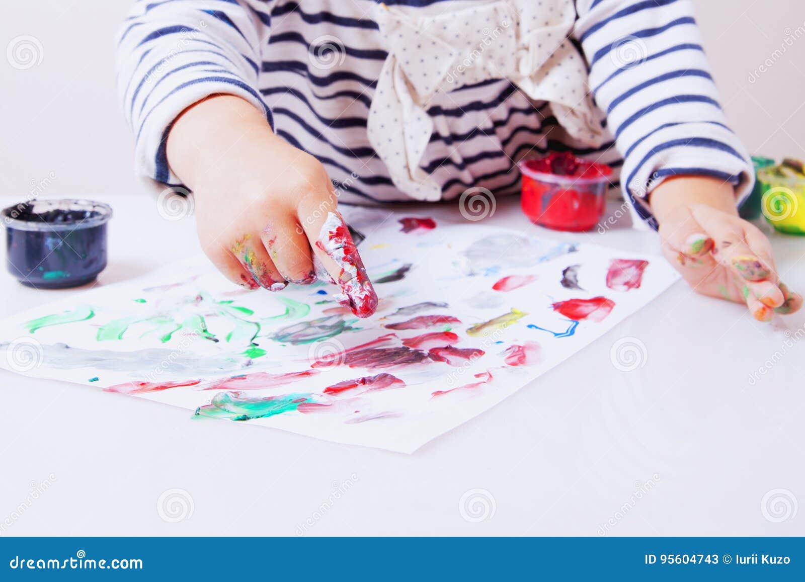 Little Girl Learning To Paint Child Development in Art Stock Image ...
