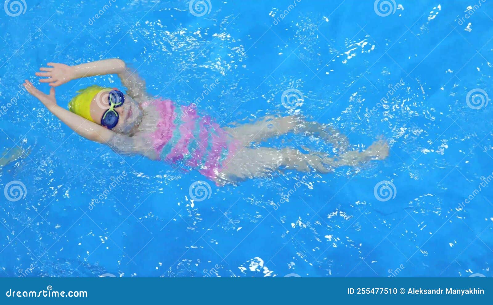 Little Girl Learning To Swim in the Pool Stock Footage - Video of cute ...