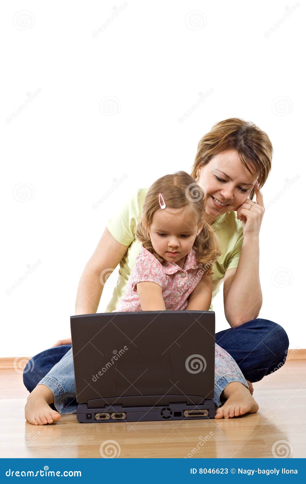 Little Girl Learning To Use the Computer Stock Image - Image of ...