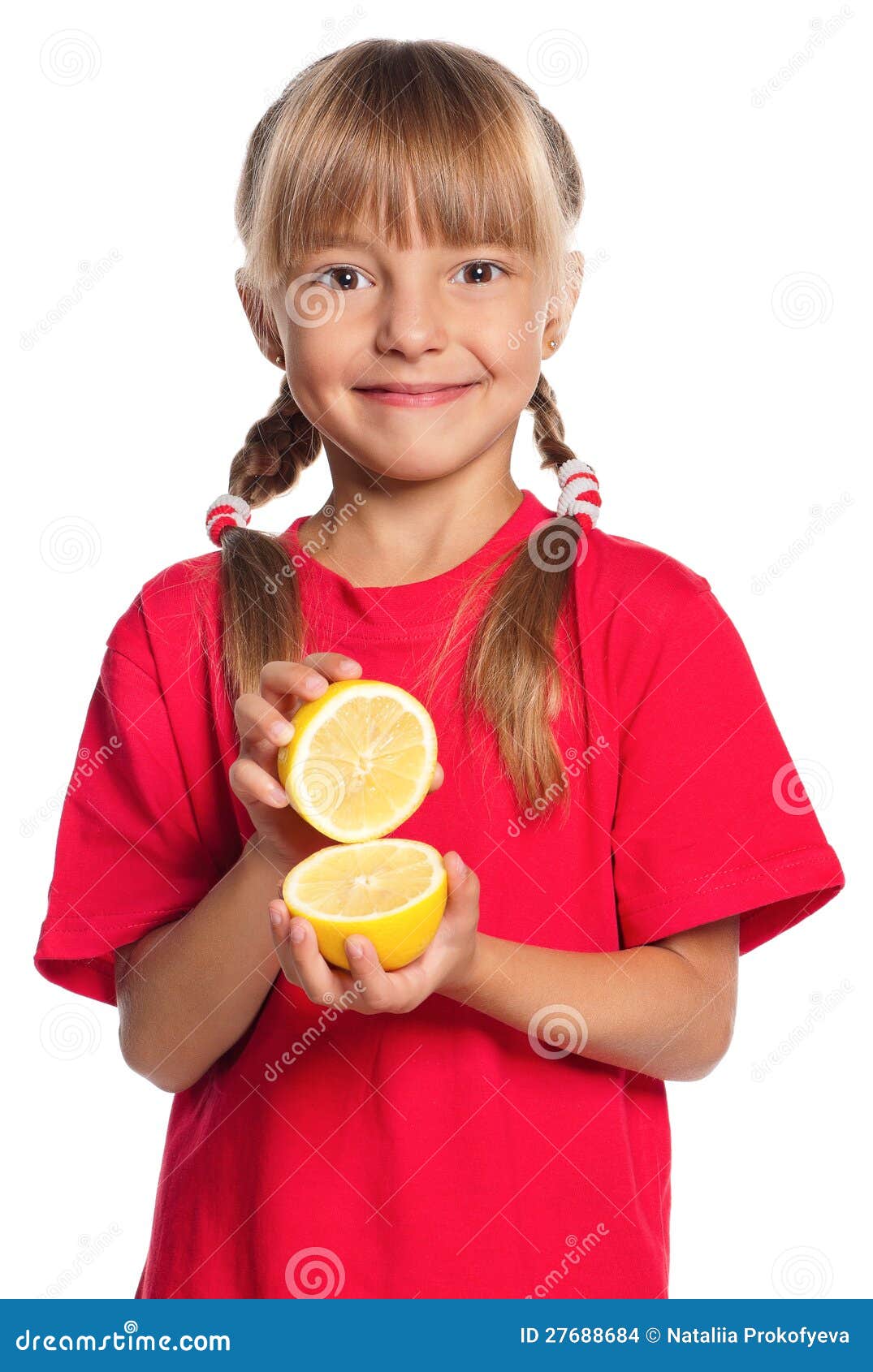Little girl with lemon stock photo. Image of casual, health - 27688684