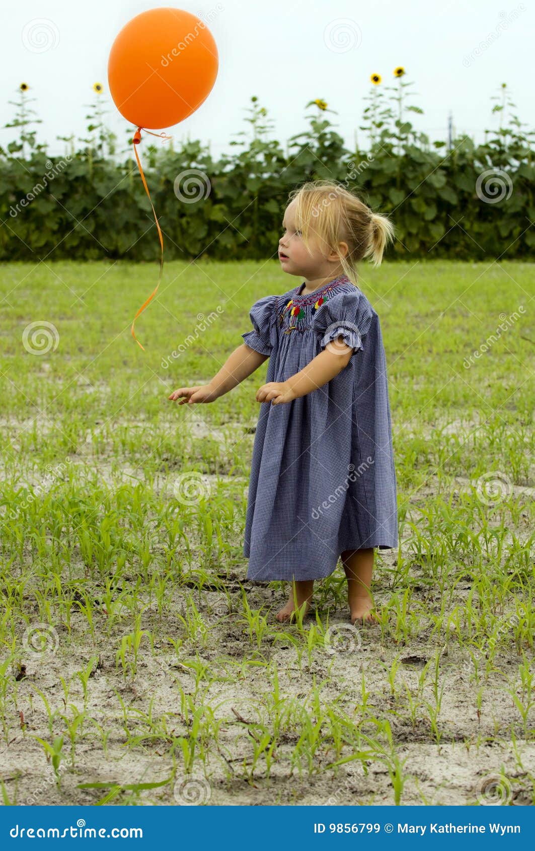 Little Girl Letting Go of Balloon Stock Image - Image of floating ...