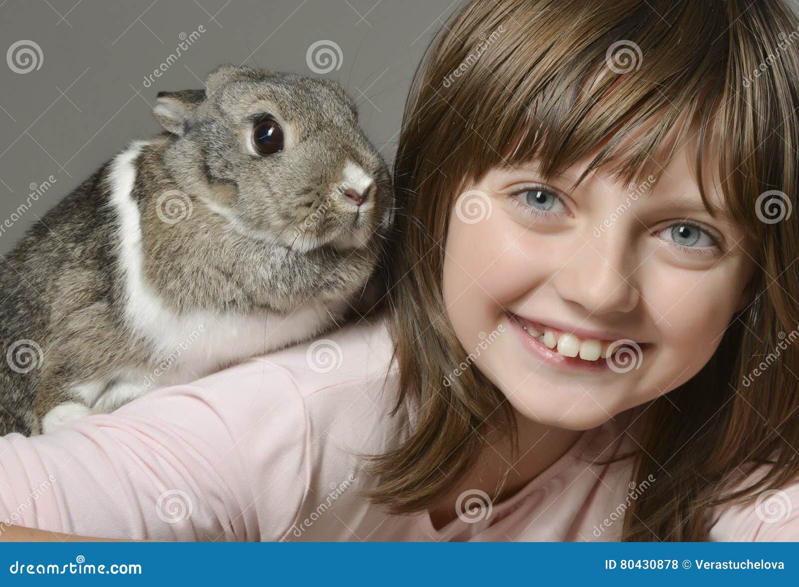 Little Girl with Little Rabbit Stock Photo - Image of funny, friendly ...