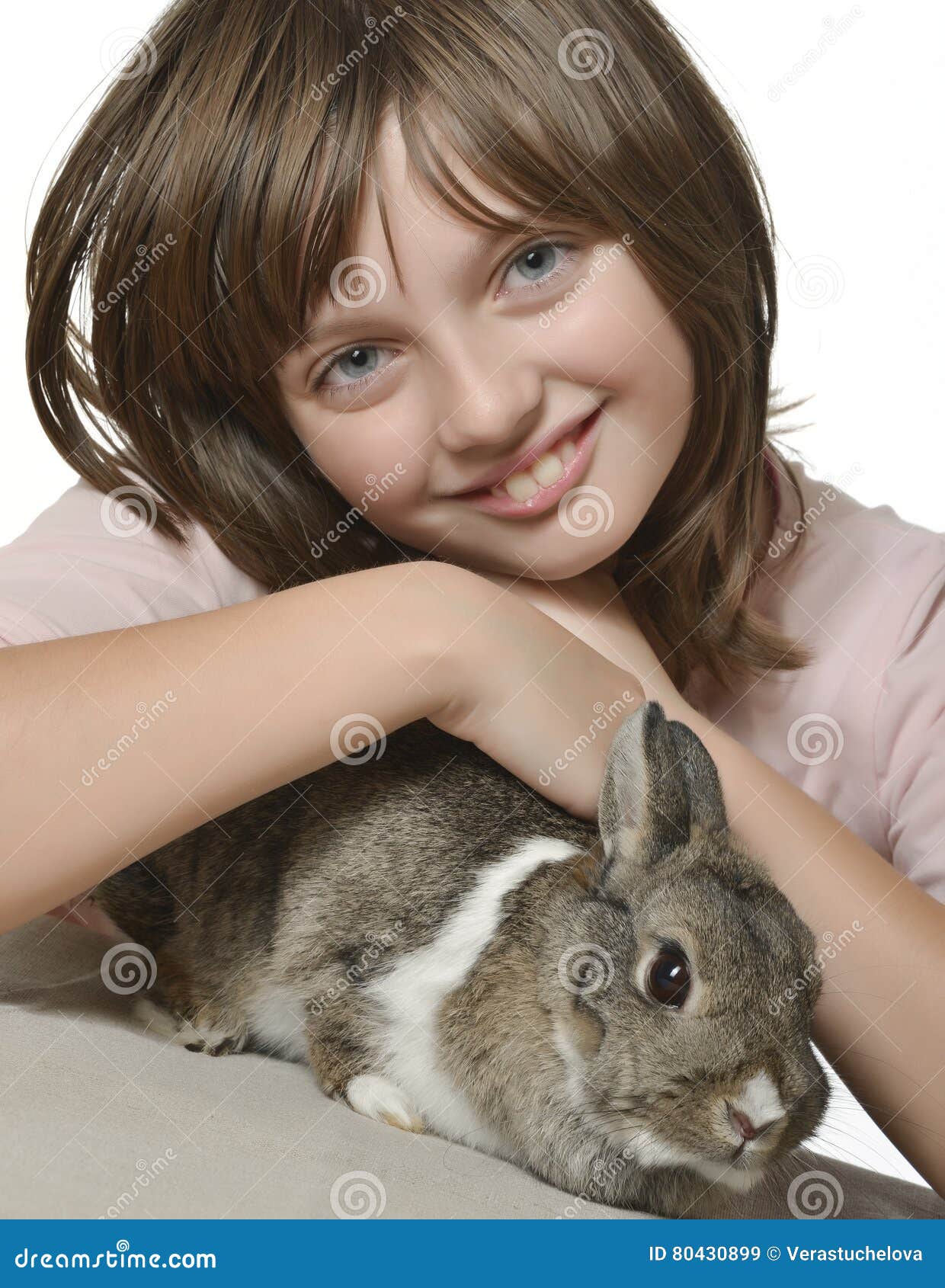 Little Girl with Little Rabbit Stock Image - Image of daughter, happy ...