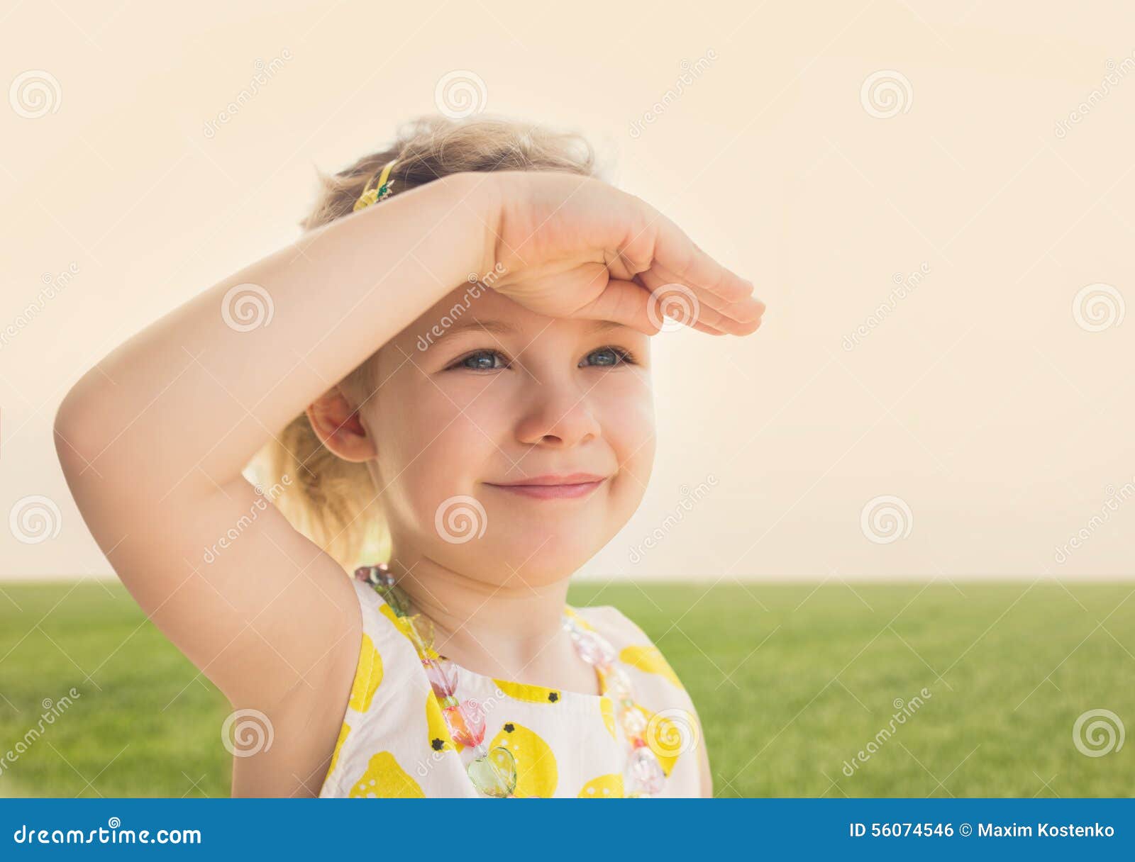 Little Girl Looking Forward Stock Photo - Image of healthy, happiness ...