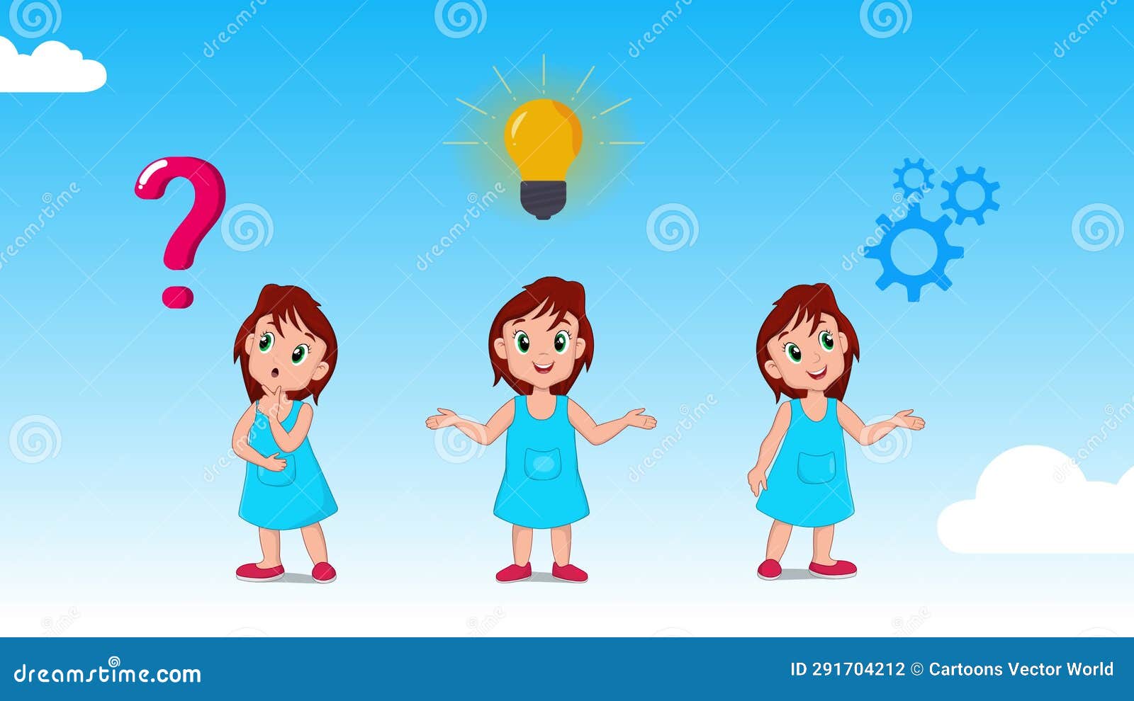 Little Girl Looking Idea, Girl Thinking and Looking for Answer ...