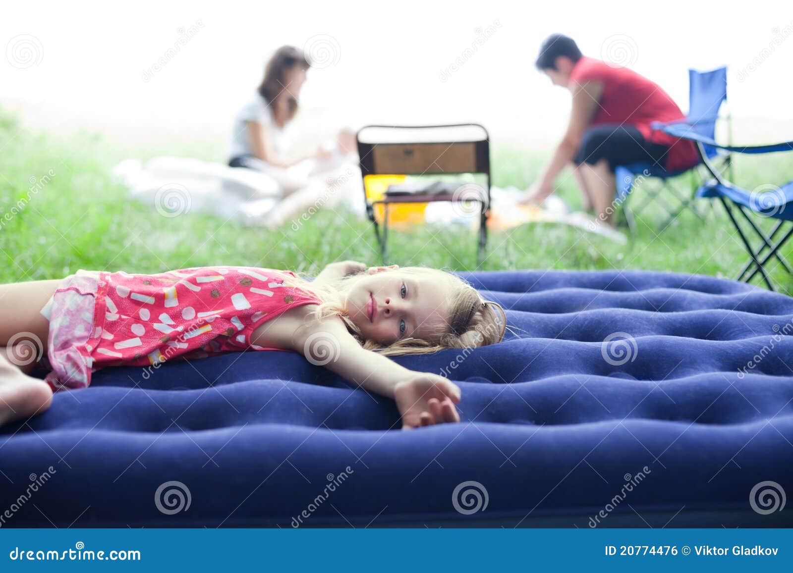 Little Girl Lying On An Inflatable Mattress Royalty Free Stock Image ...