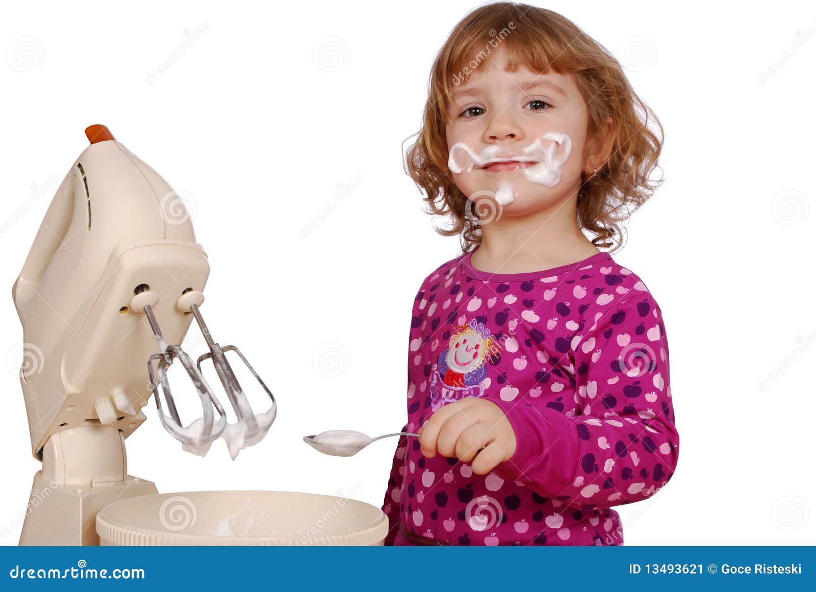 Little Girl Made Cream for Cake Stock Image - Image of people, pretty ...