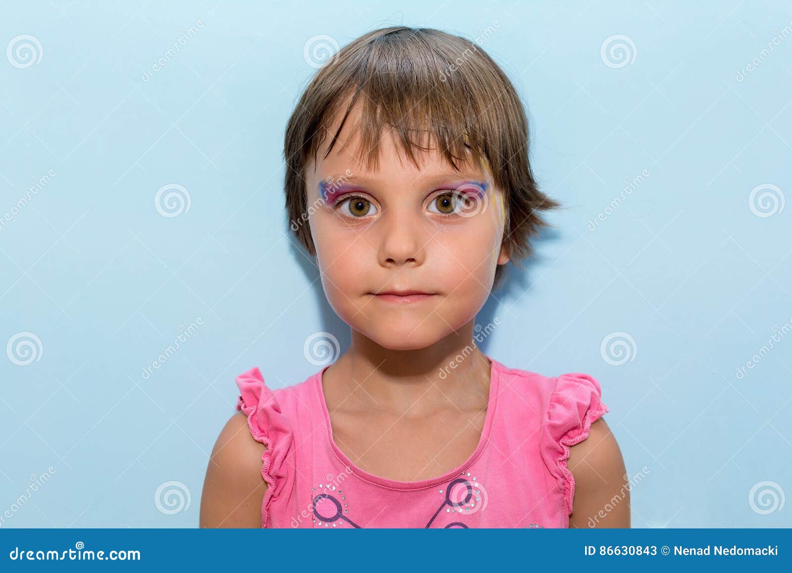Little Girl with Make Up Eyes Stock Image - Image of glamour, childhood ...