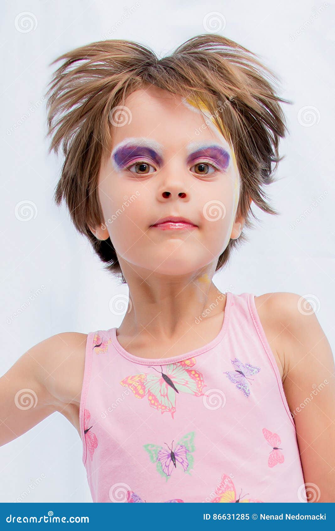 Little Girl with Make Up Eyes and Lips Stock Image - Image of girls ...