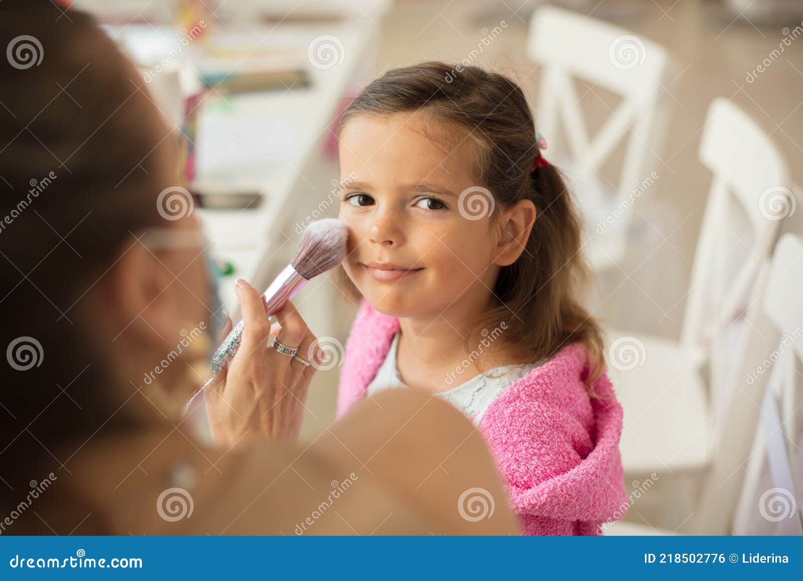 Little Girl in Make Up Studio. Stock Photo - Image of ethnicity, happy ...