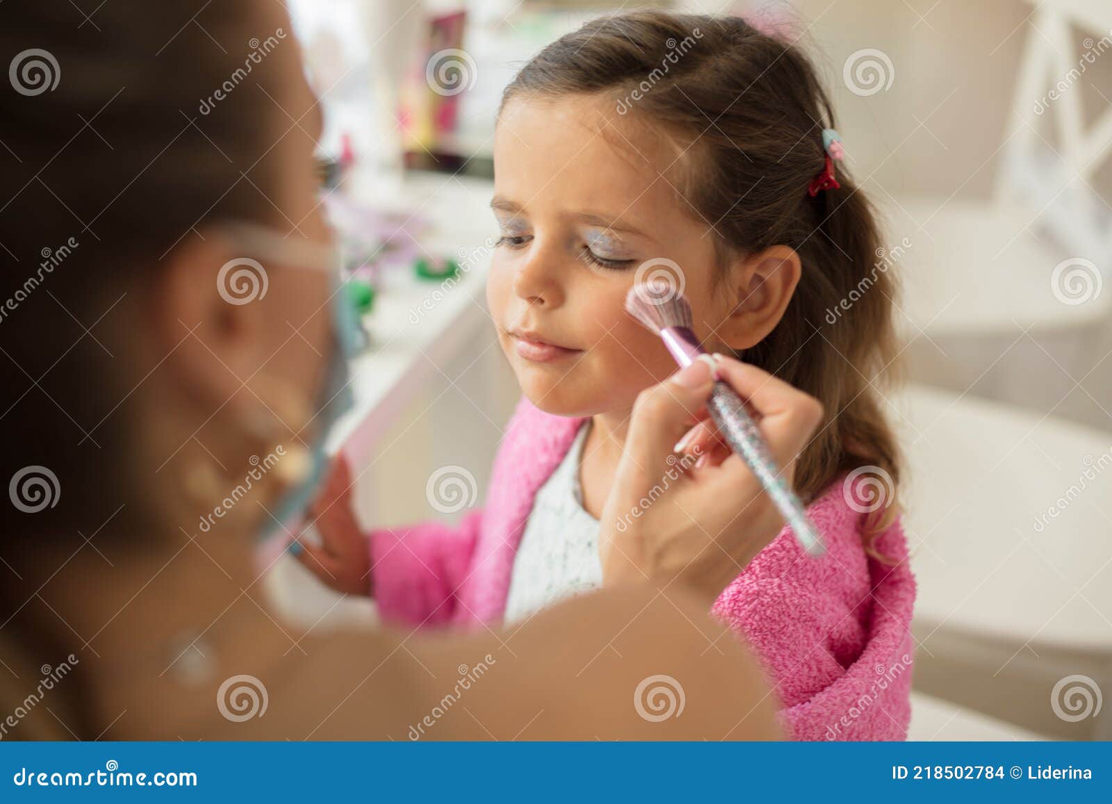 Little Girl in Make Up Studio. Stock Photo - Image of childhood, makeup ...