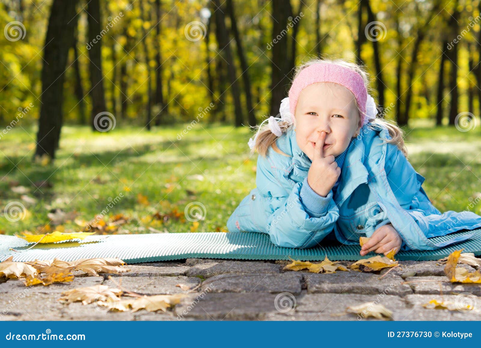 Little Girl Making Shushing Gesture Stock Photo - Image of nature ...