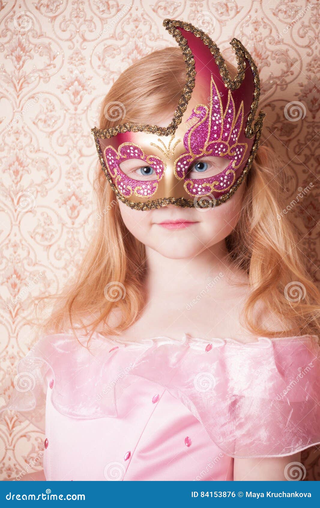 Little girl in mask stock photo. Image of childhood, dreamy - 84153876