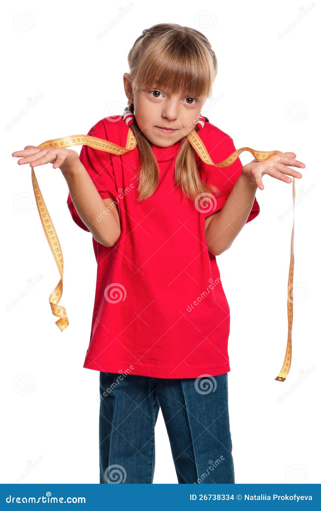 Little Girl with Measure Tape Stock Photo - Image of beautiful ...