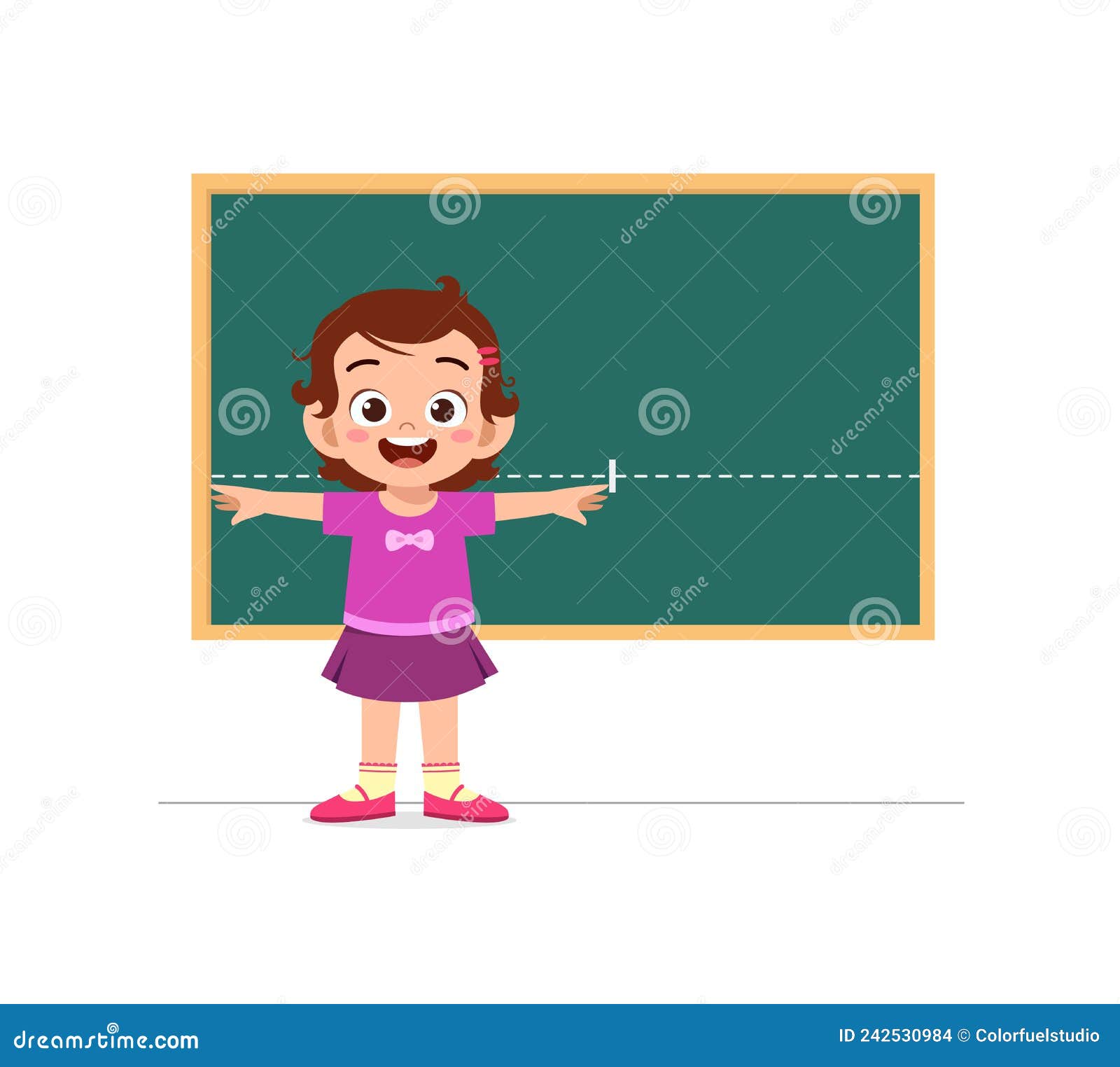 Little Girl Measure Width Using Hand Stretch Stock Vector ...