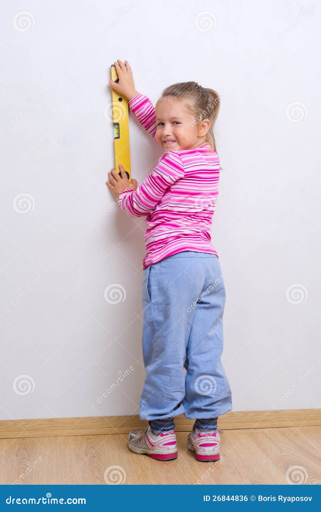 Little Girl with Measuring Level Stock Photo - Image of ruler, cute ...