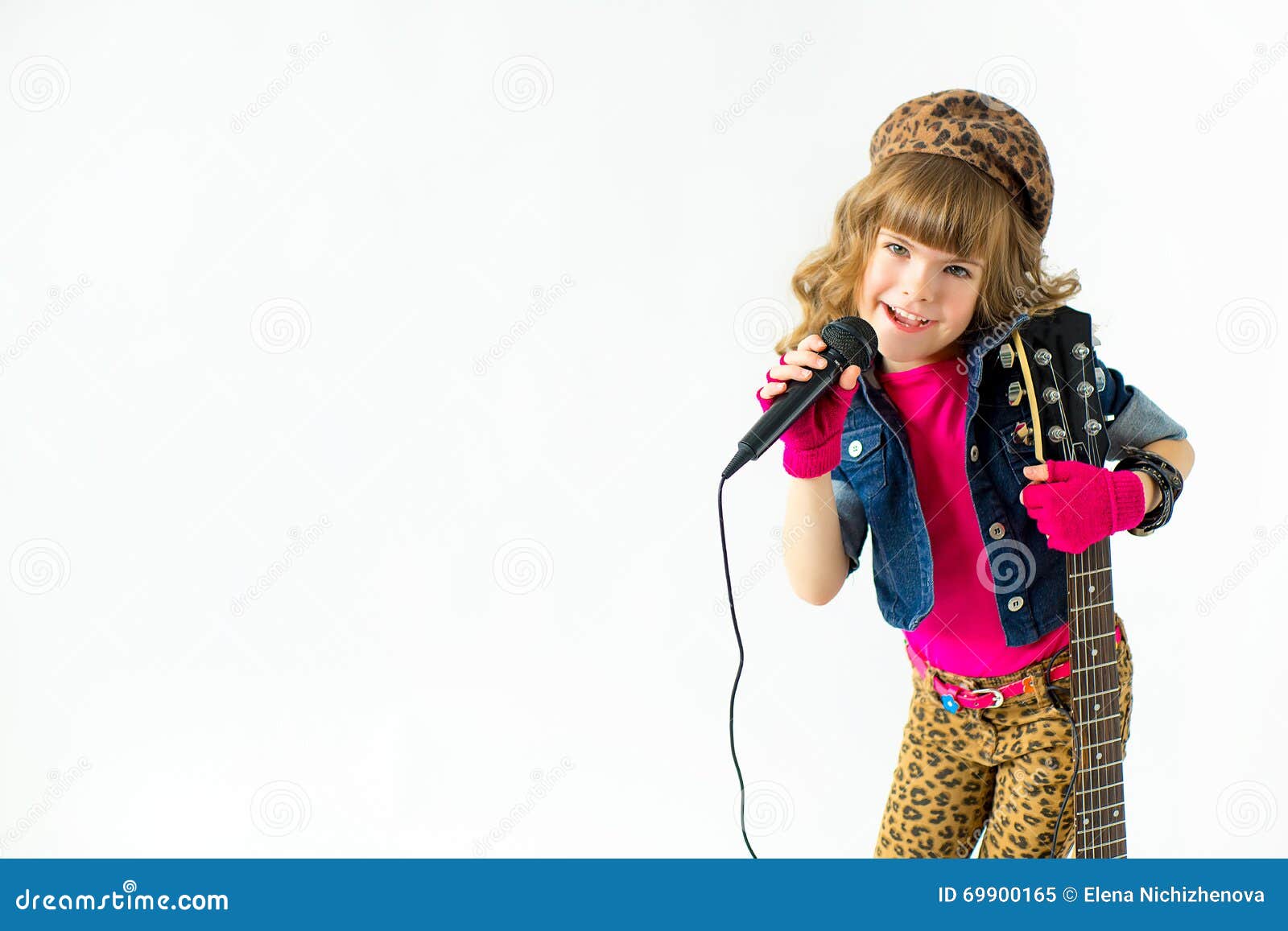Little Girl with a Microphone Stock Image - Image of young, caucasian ...