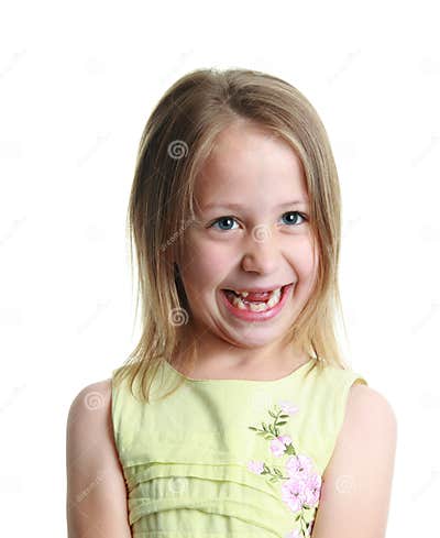 Little Girl Missing Her Two Front Teeth Stock Image - Image of ...