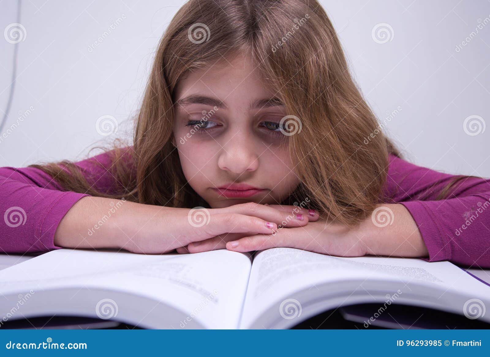 Little Girl Not Liking To Study. Stock Image - Image of study, sitting ...