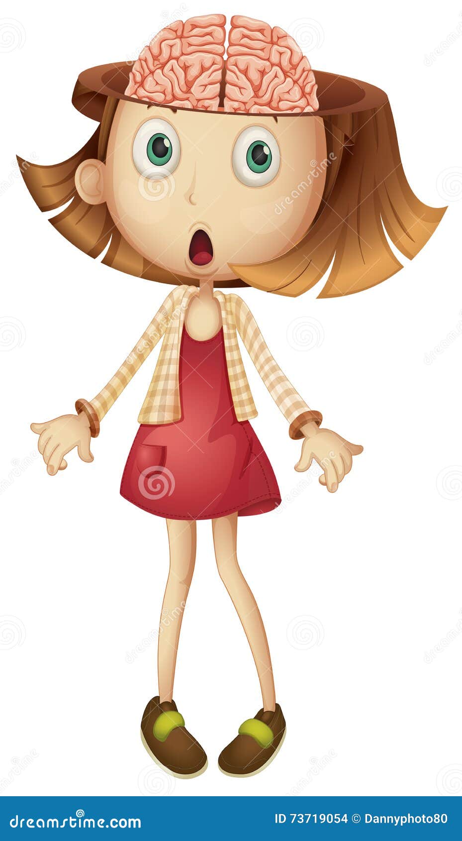 Little Girl with Open Brain Stock Vector - Illustration of graphic ...
