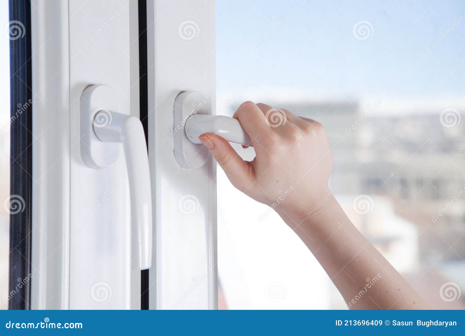 Little Girl Opens the Window Stock Image - Image of city, awake: 213696409