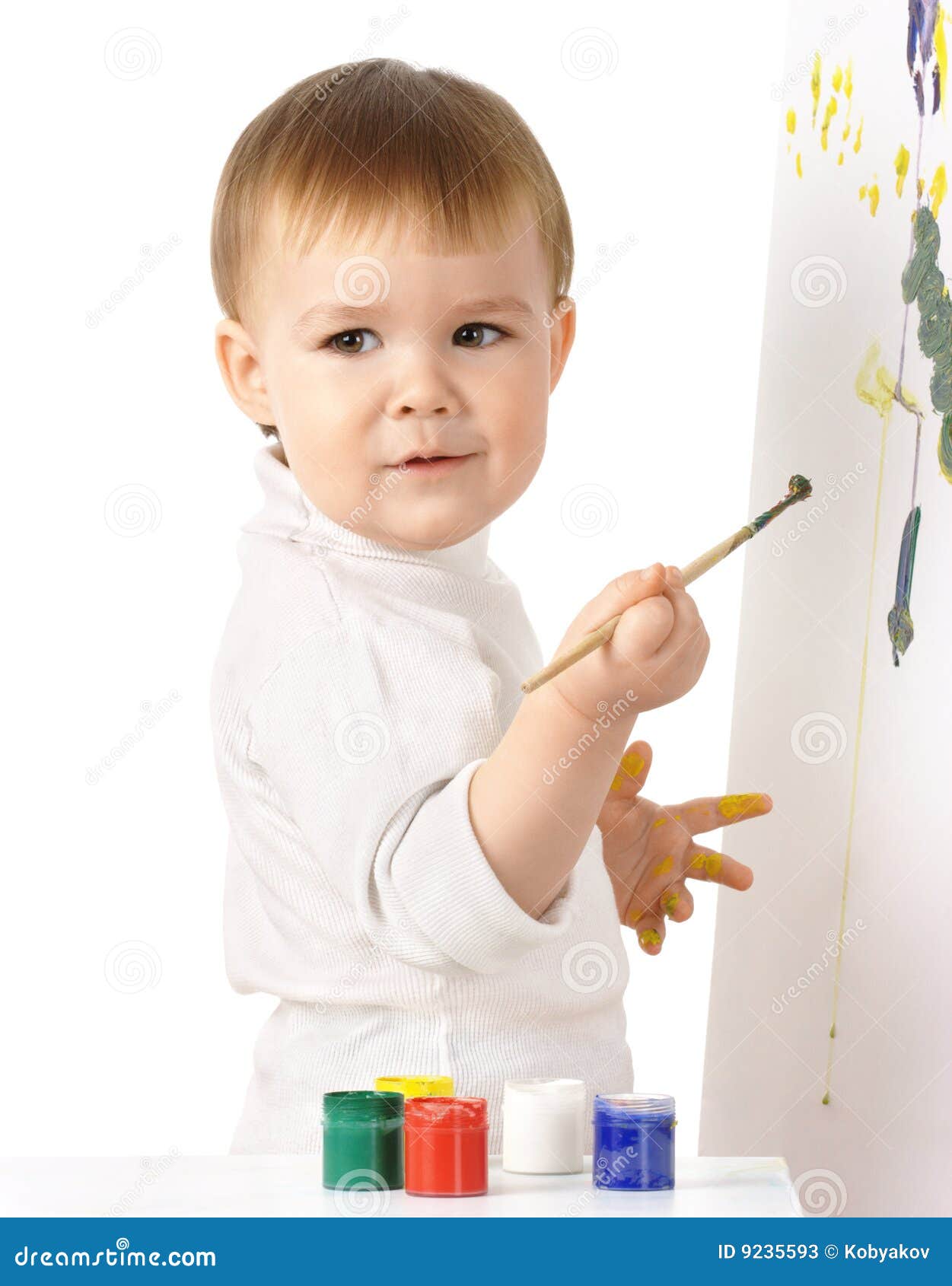 Little Girl Paint on a Board Stock Image - Image of caucasian ...