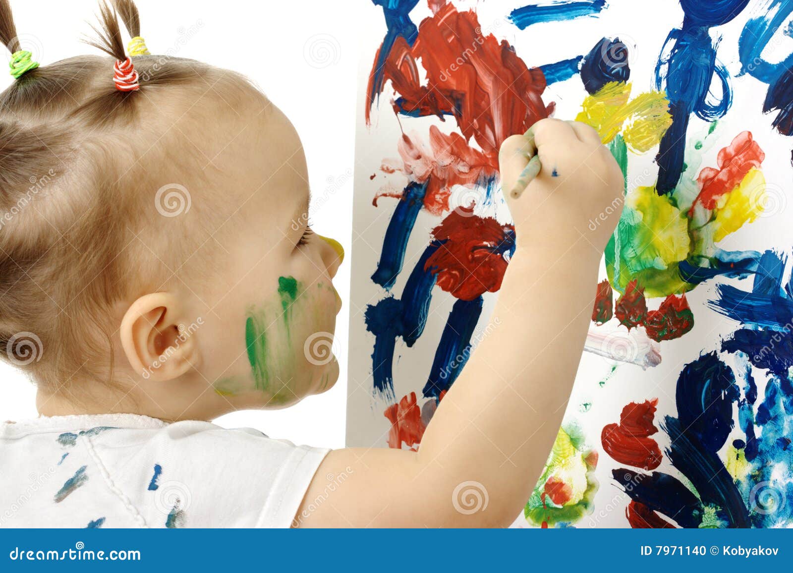 Little Girl Paint on a White Board Stock Photo - Image of creative ...