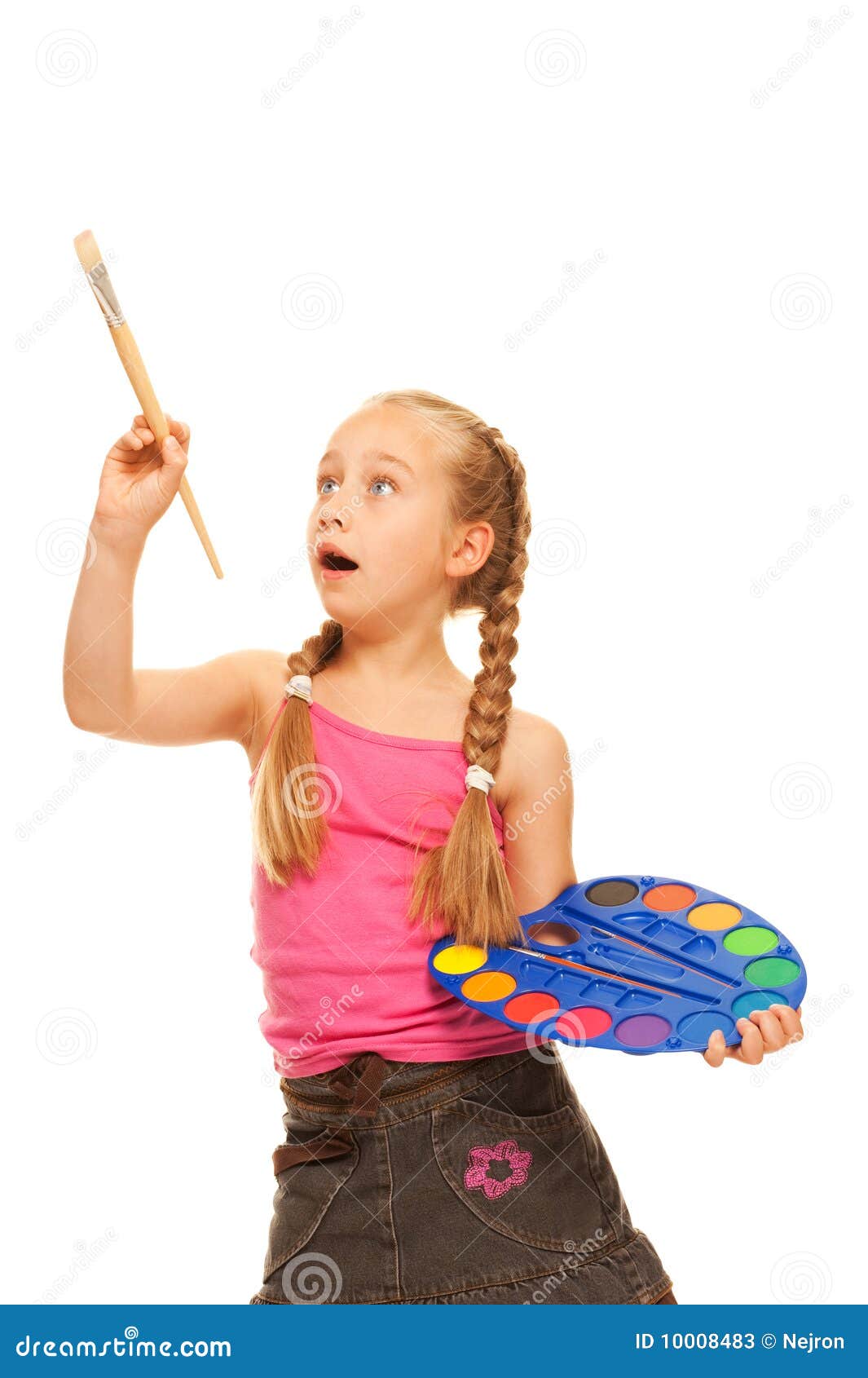 Little Girl with a Paintbrush Stock Image - Image of paint, fresh: 10008483