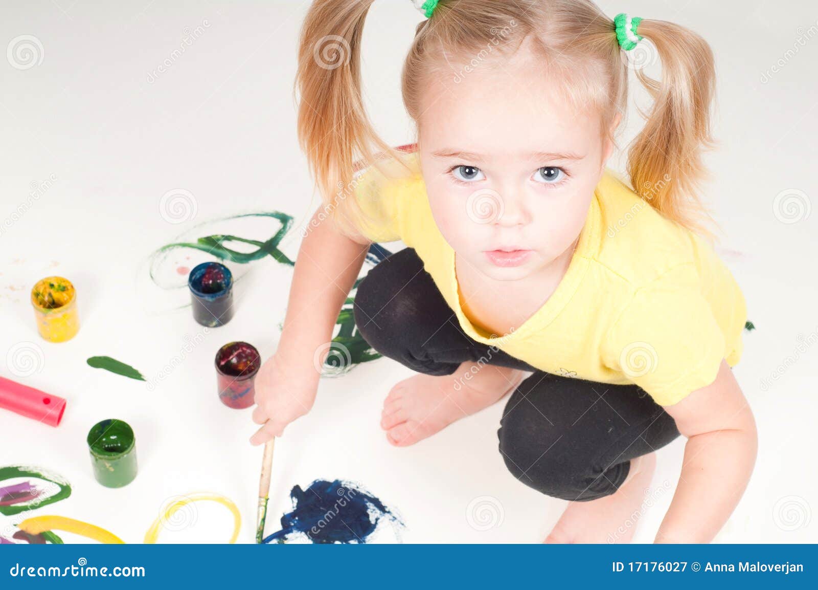 Little girl painting stock image. Image of little, lovely - 17176027
