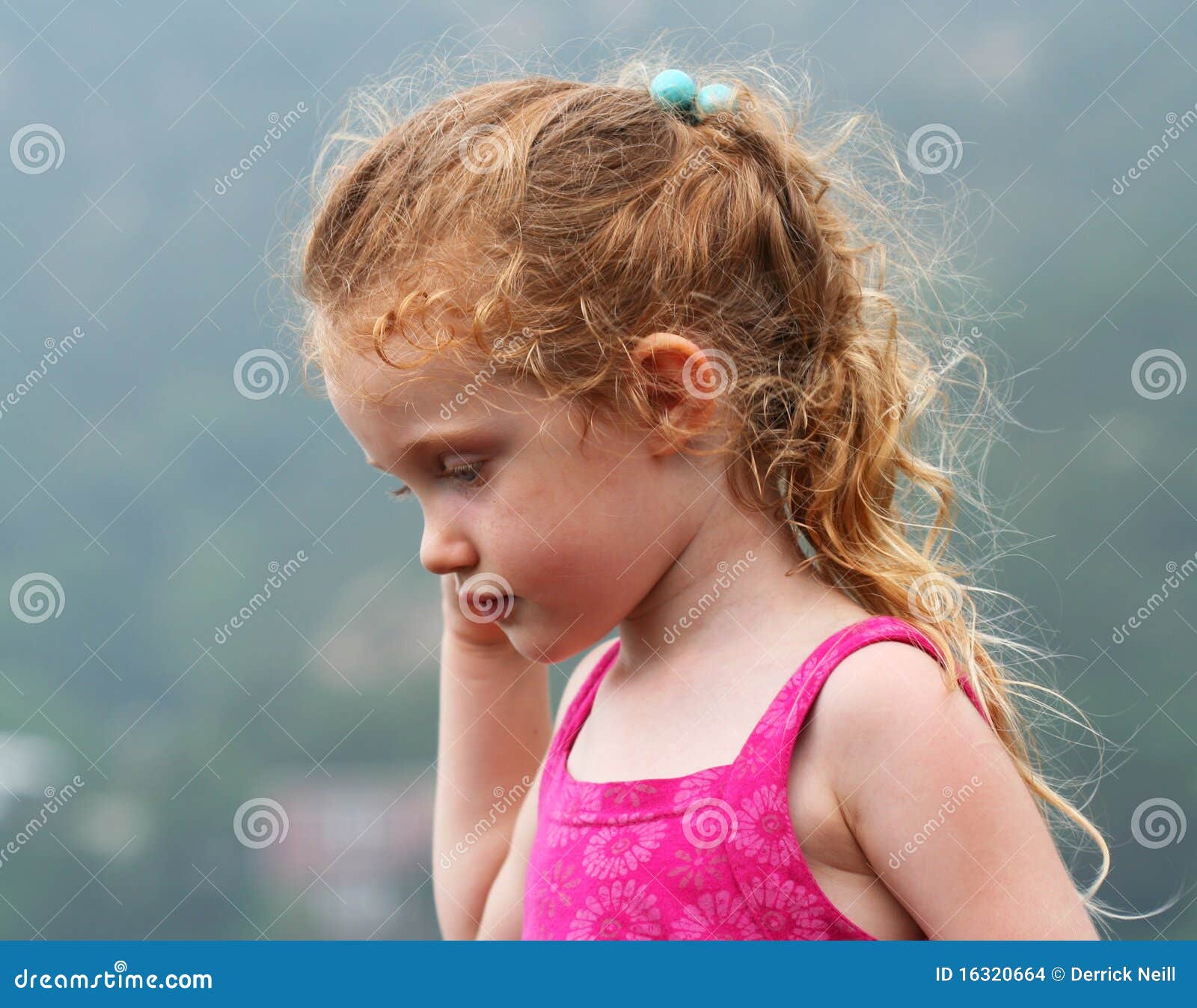 A Little Girl with a Pensive Expression Stock Photo - Image of cute ...