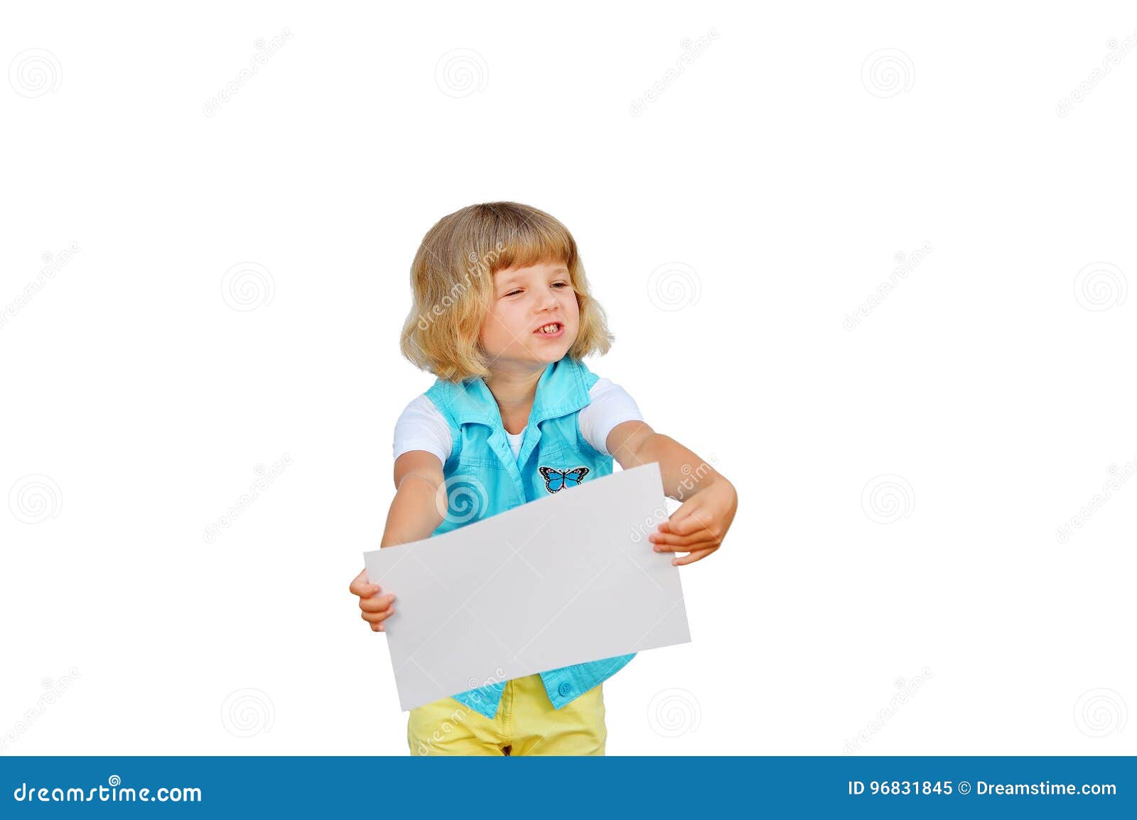 Little girl with a piece stock image. Image of isolated - 96831845