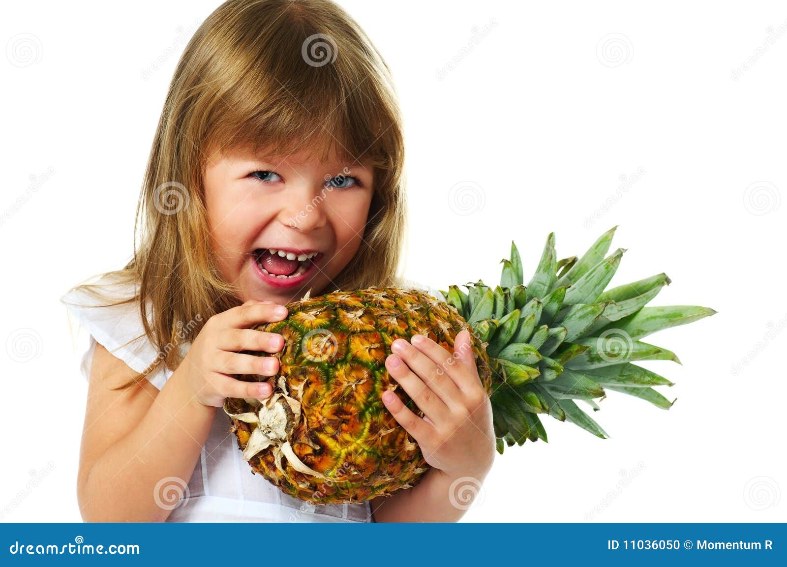 Little girl with pineapple stock photo. Image of attractive - 11036050