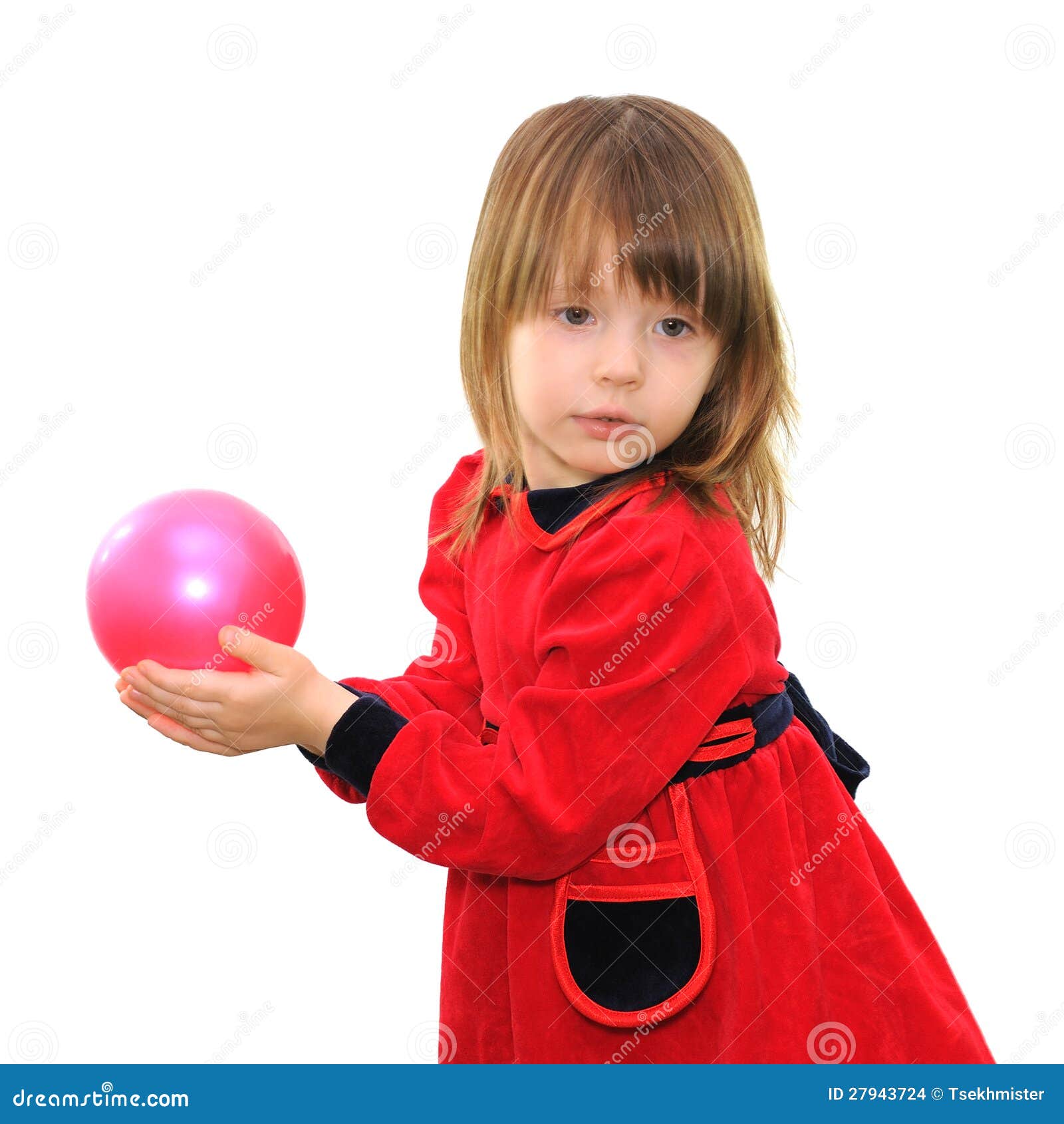 Little Girl with a Pink Ball Stock Photo - Image of portrait, holding ...