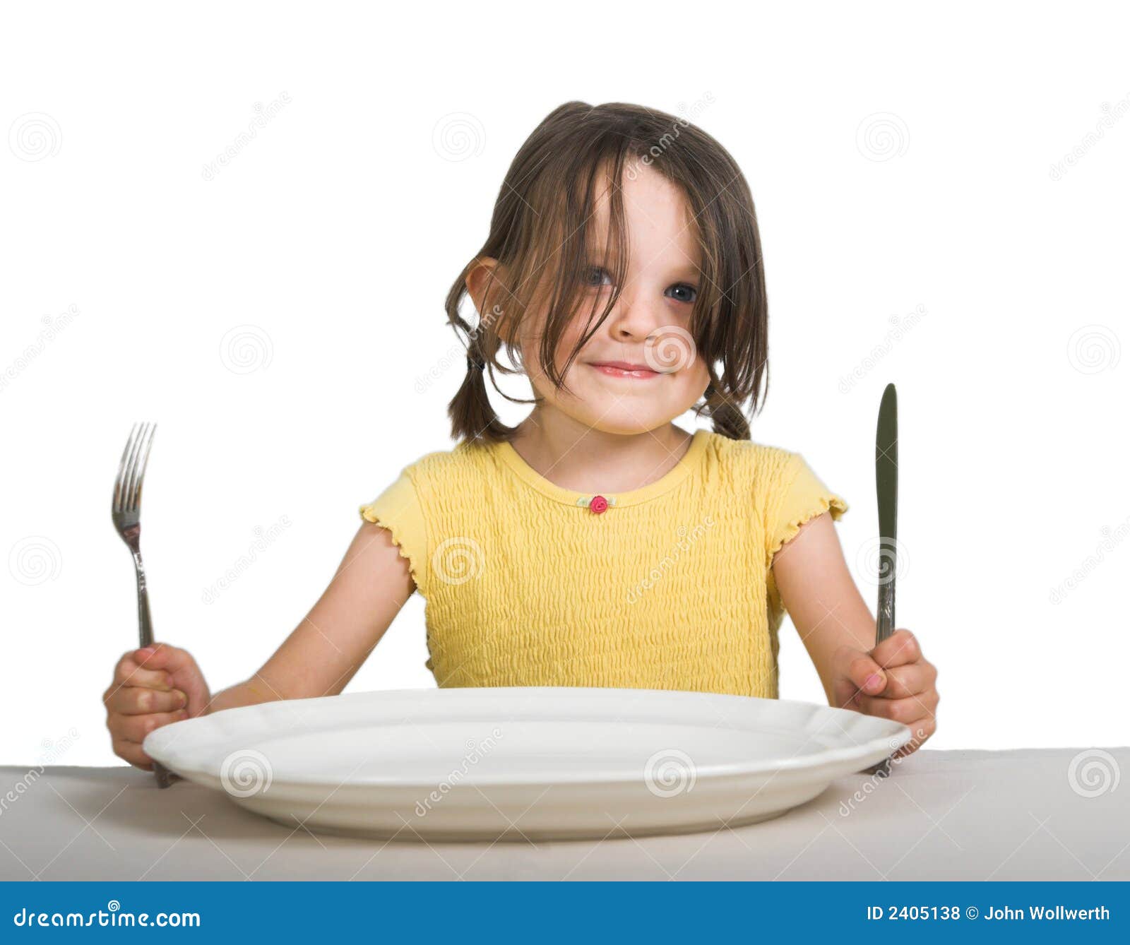 Little girl with plate stock photo. Image of expressive - 2405138