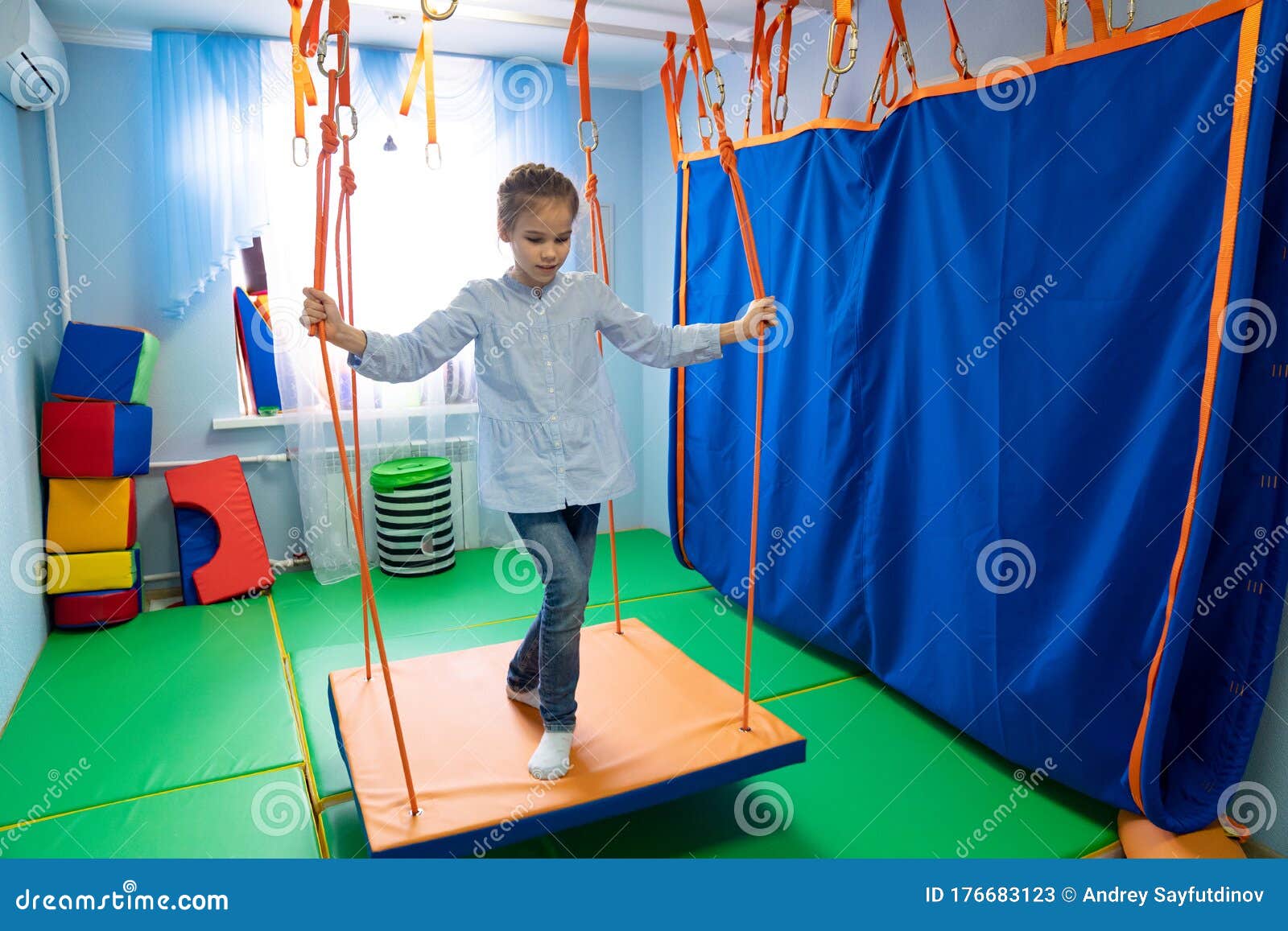Little Girl on Platform Sensory Integration Stock Image - Image of ...