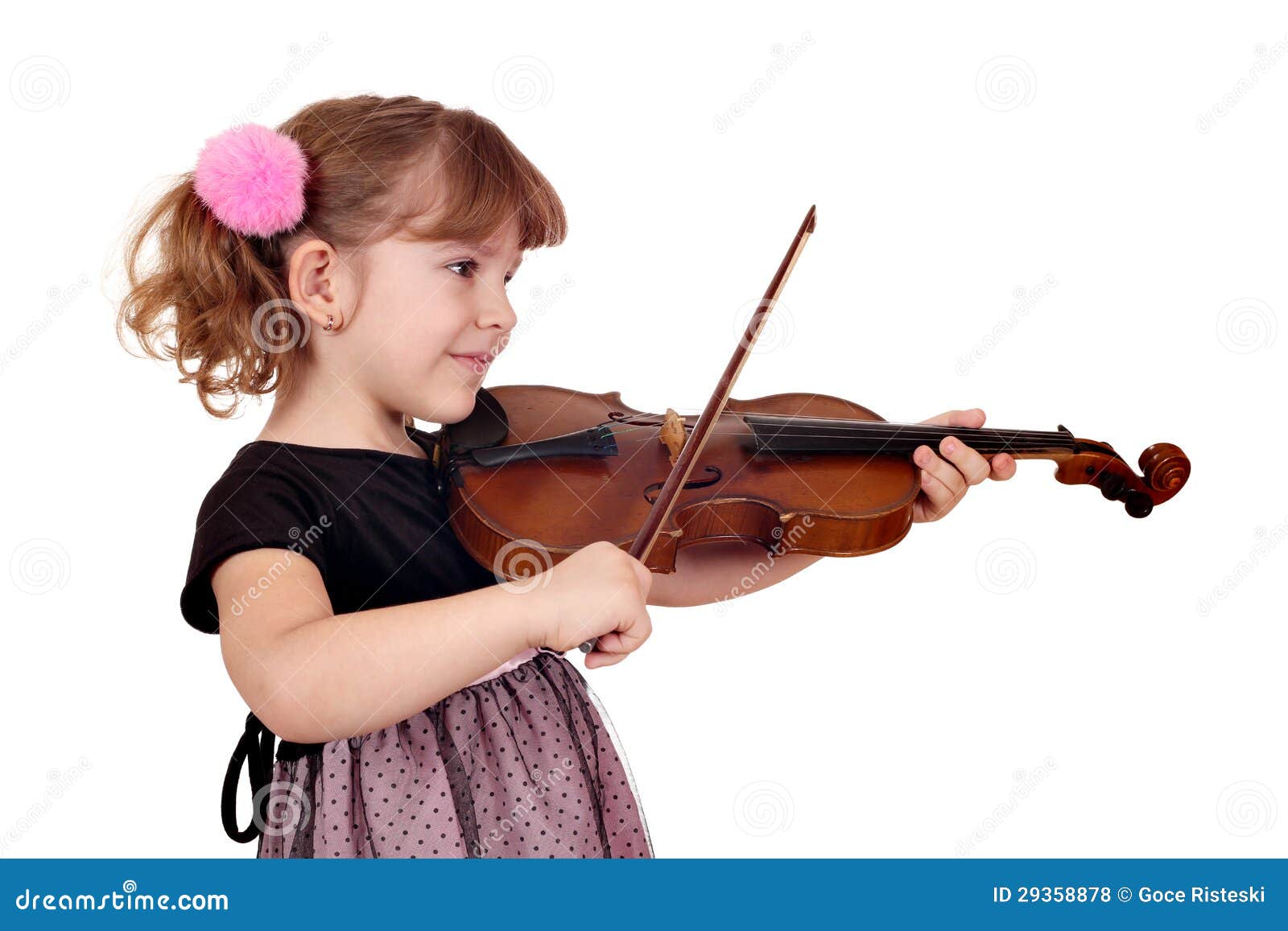 Little Girl Play Violin on White Stock Photo - Image of violin, female ...