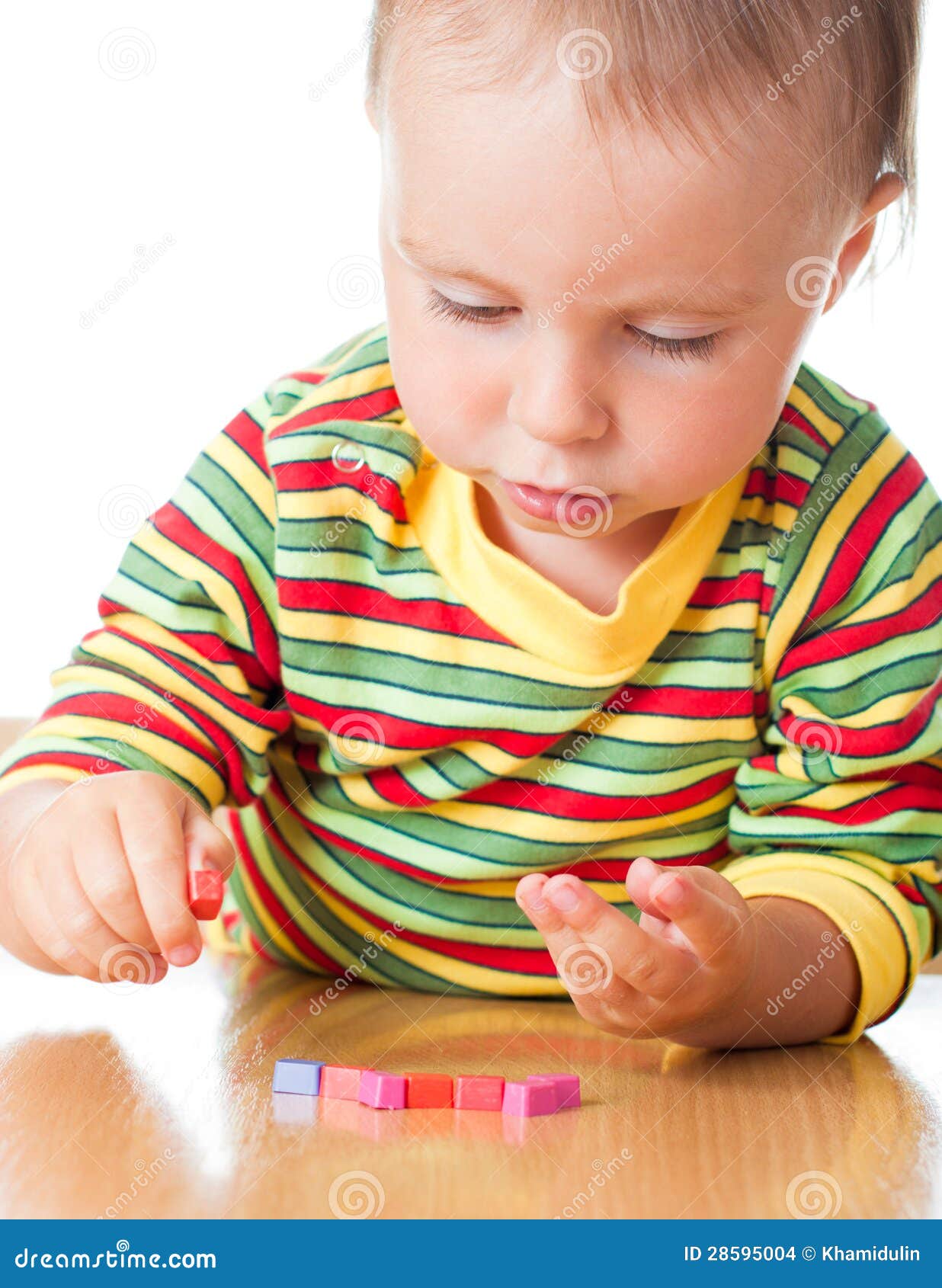 Little Girl Playing with Bricks Stock Photo - Image of cute, child ...