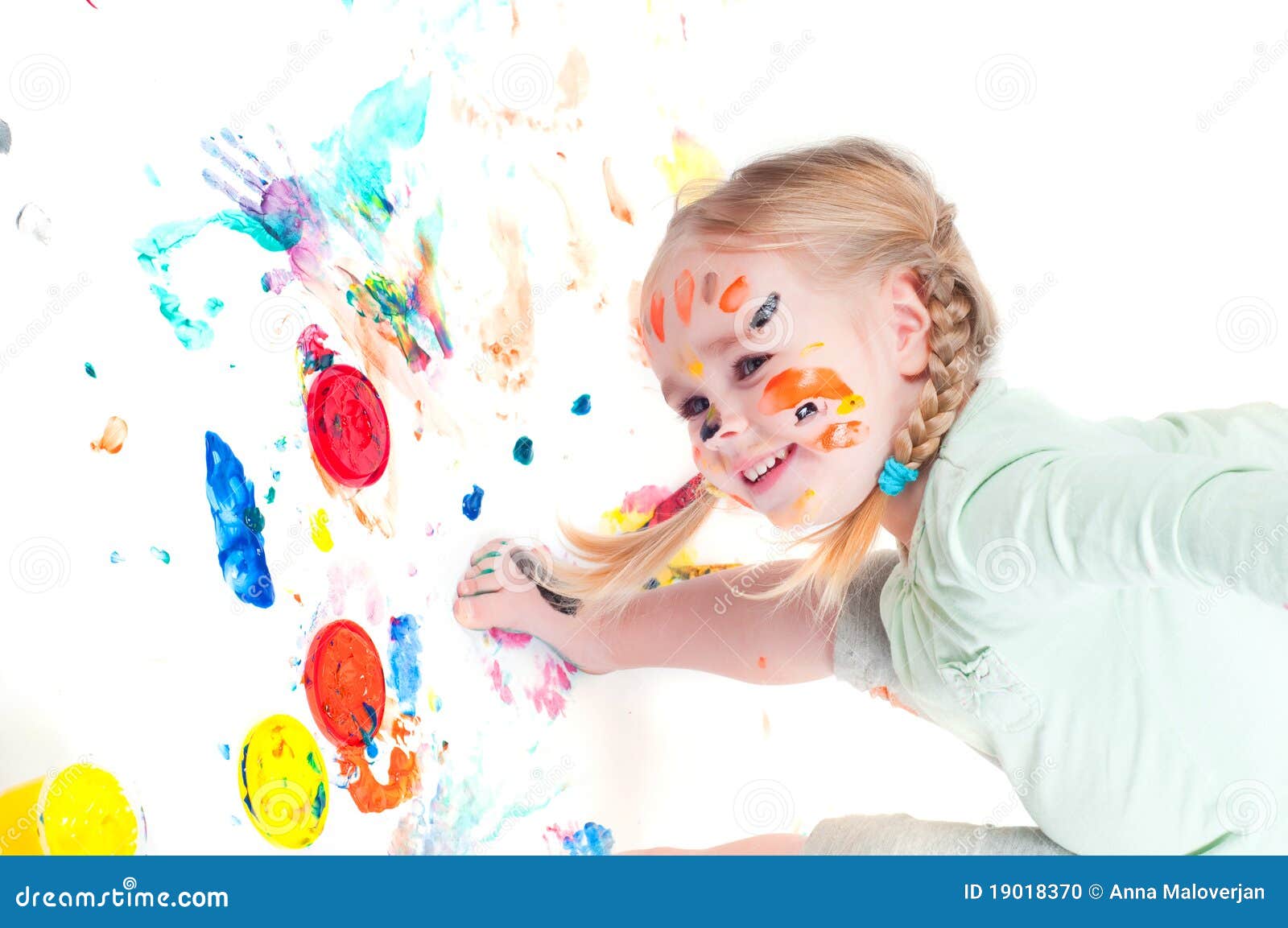 Little Girl Playing with Colors Stock Photo - Image of creative ...