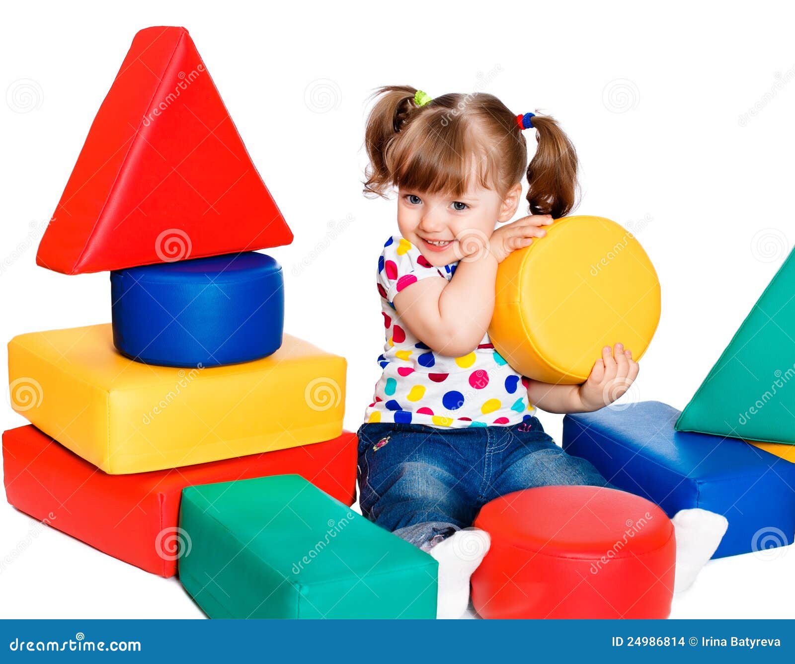 Little Girl Playing in the Constructor Stock Photo - Image of funny ...