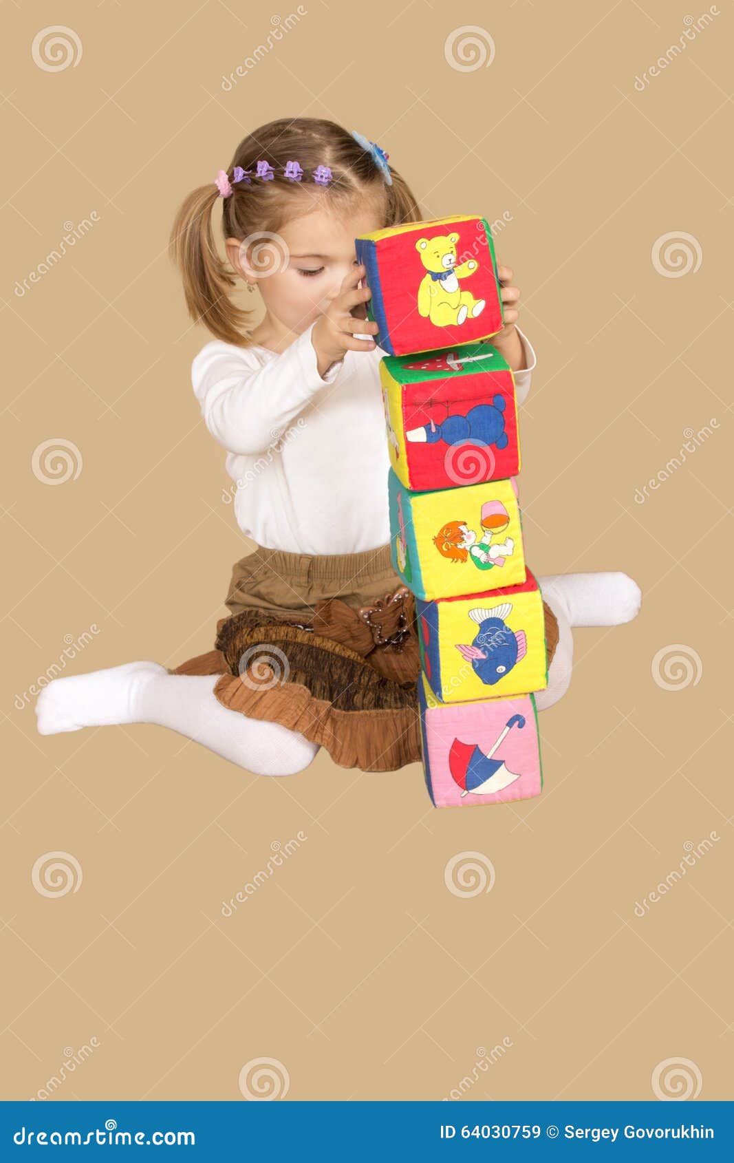 Little Girl Playing with Cubes Stock Image - Image of child, childhood ...
