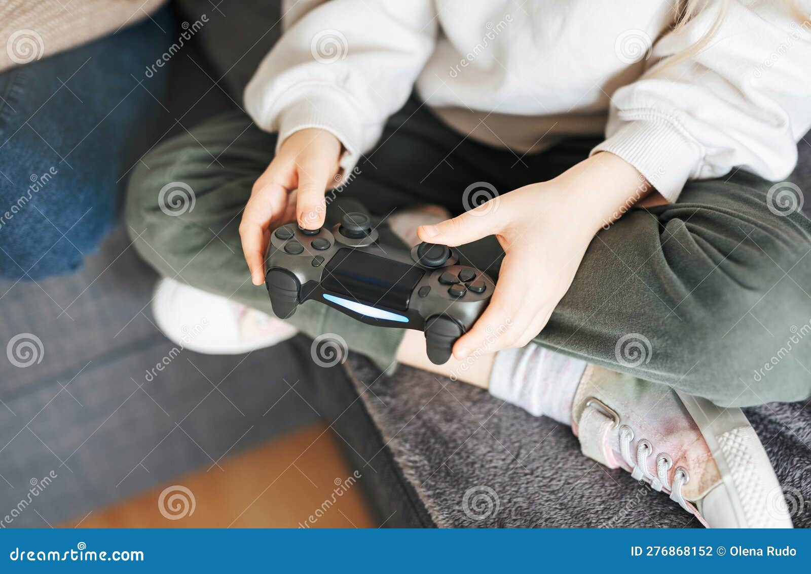 Little Girl Playing on Games Console Stock Photo - Image of activity ...