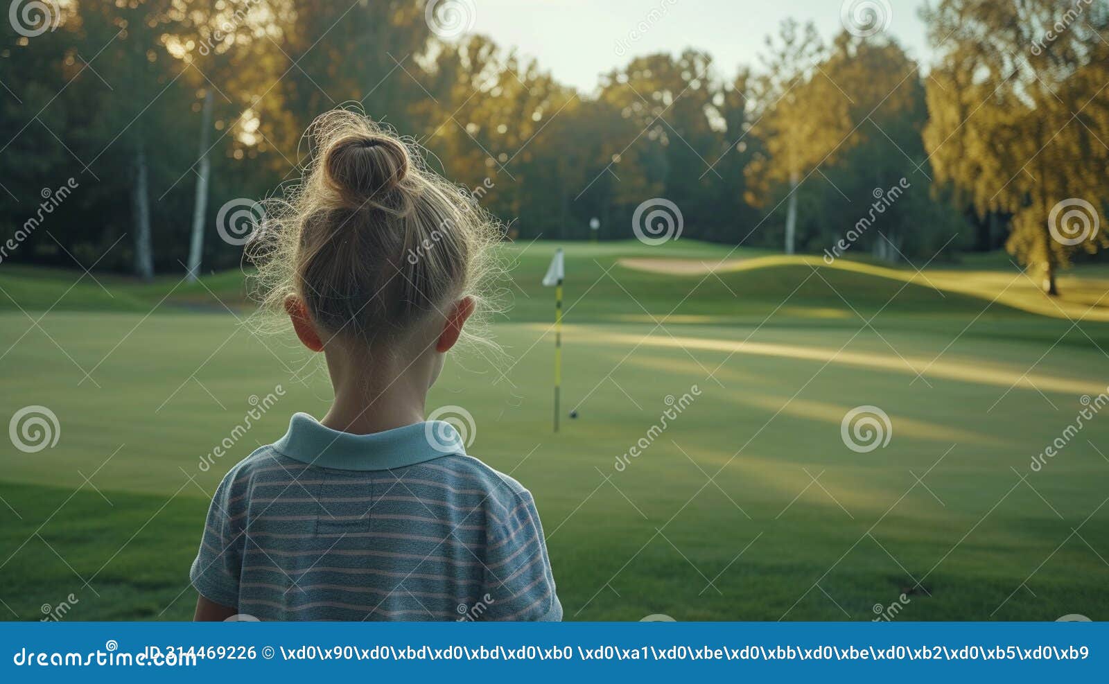 Little Girl Playing Golf at Golf Course Stock Photo - Image of ...
