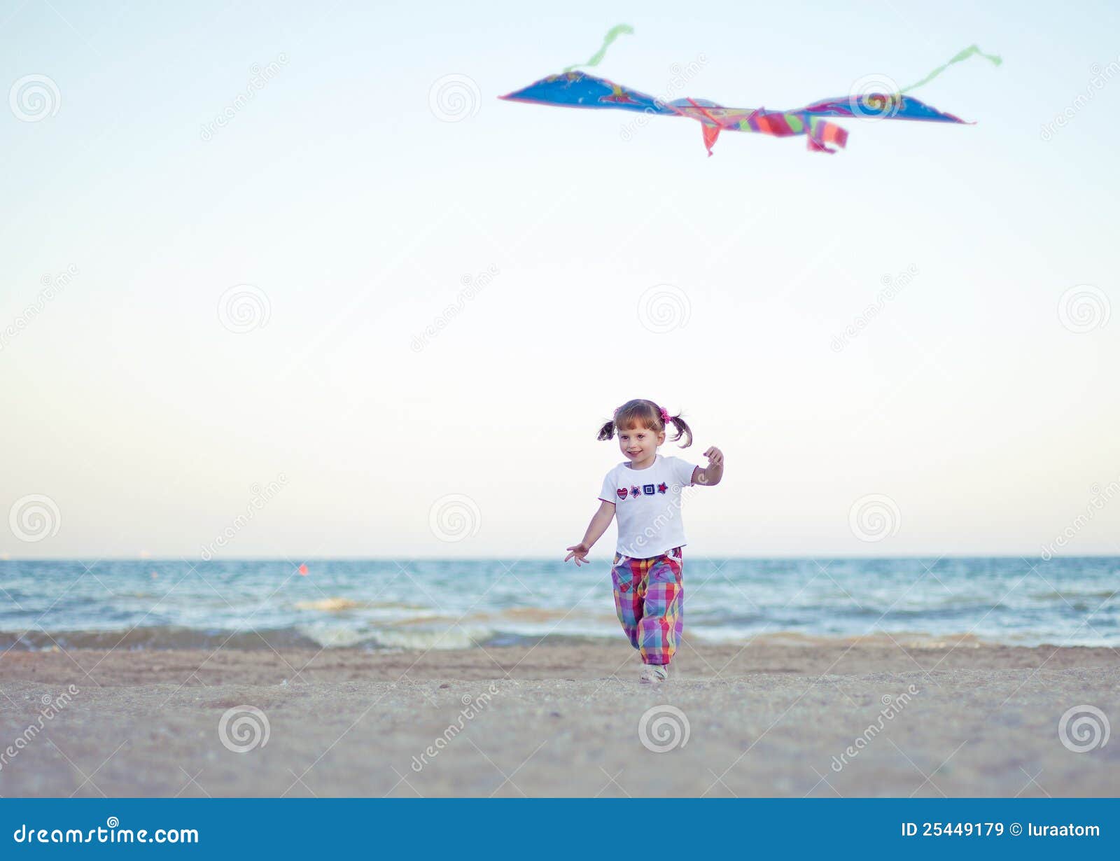 Little Girl Playing with a Kite Stock Image - Image of kite, children ...