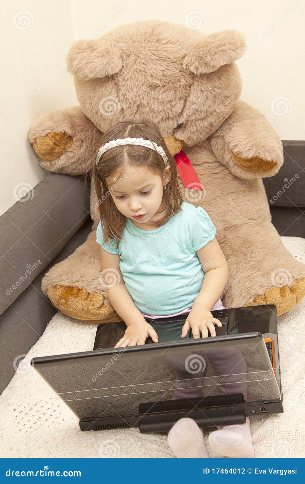 Little Girl Playing on Laptop Stock Photo - Image of hair, lifestyle ...