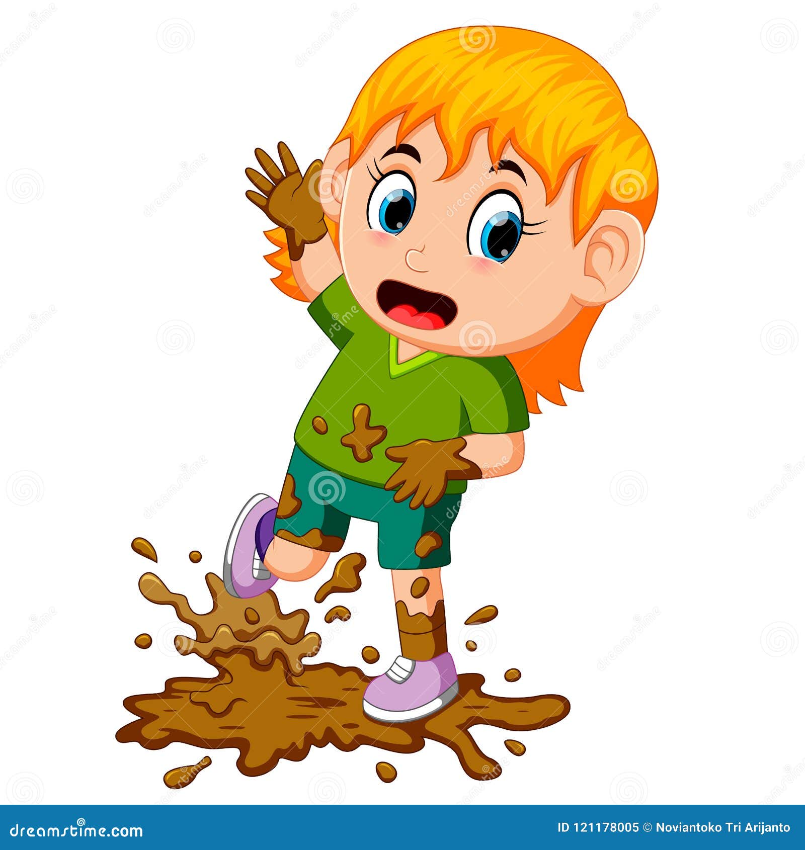 Little Girl Playing in the Mud Stock Vector - Illustration of playtime ...