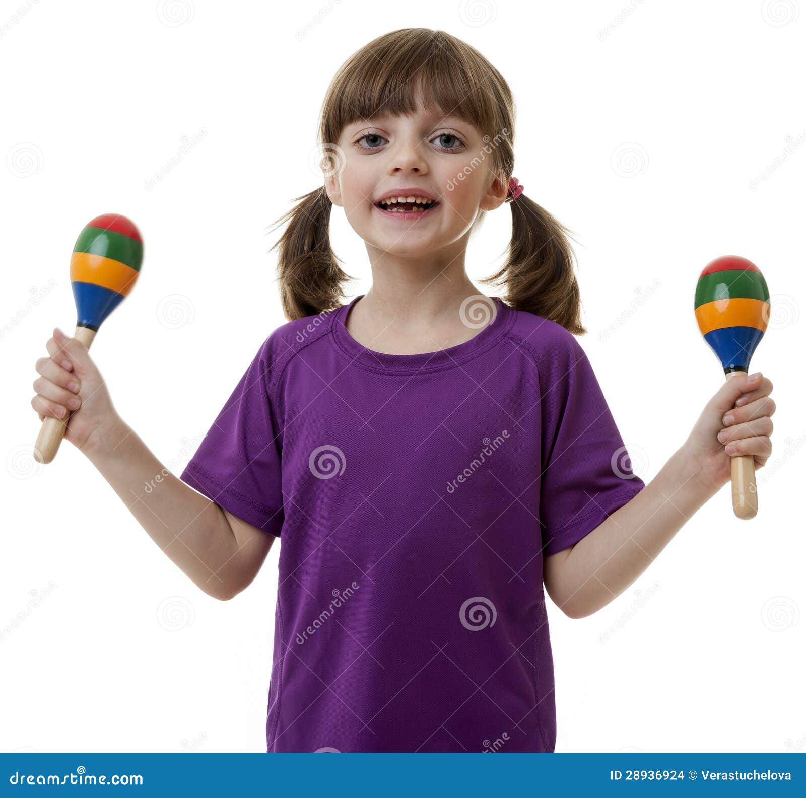 Little girl playing music stock photo. Image of isolation - 28936924