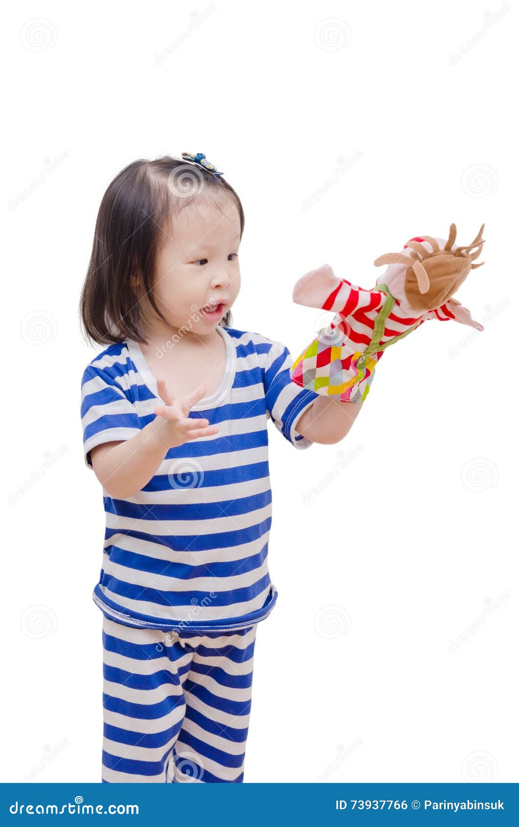 Little Girl Playing with Puppet Stock Photo - Image of puppet, show ...