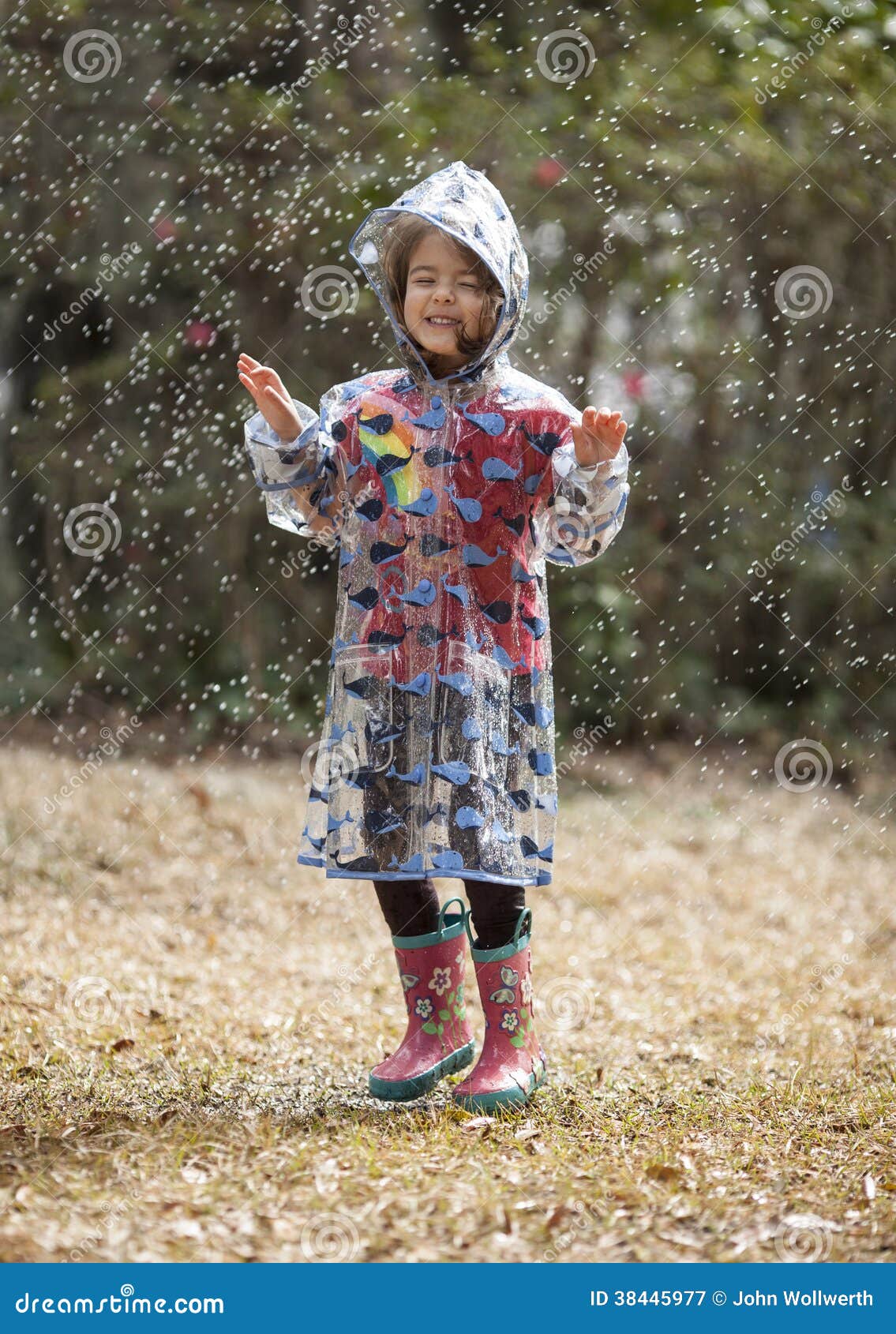 Little Girl Playing in the Rain Stock Image - Image of child, person ...