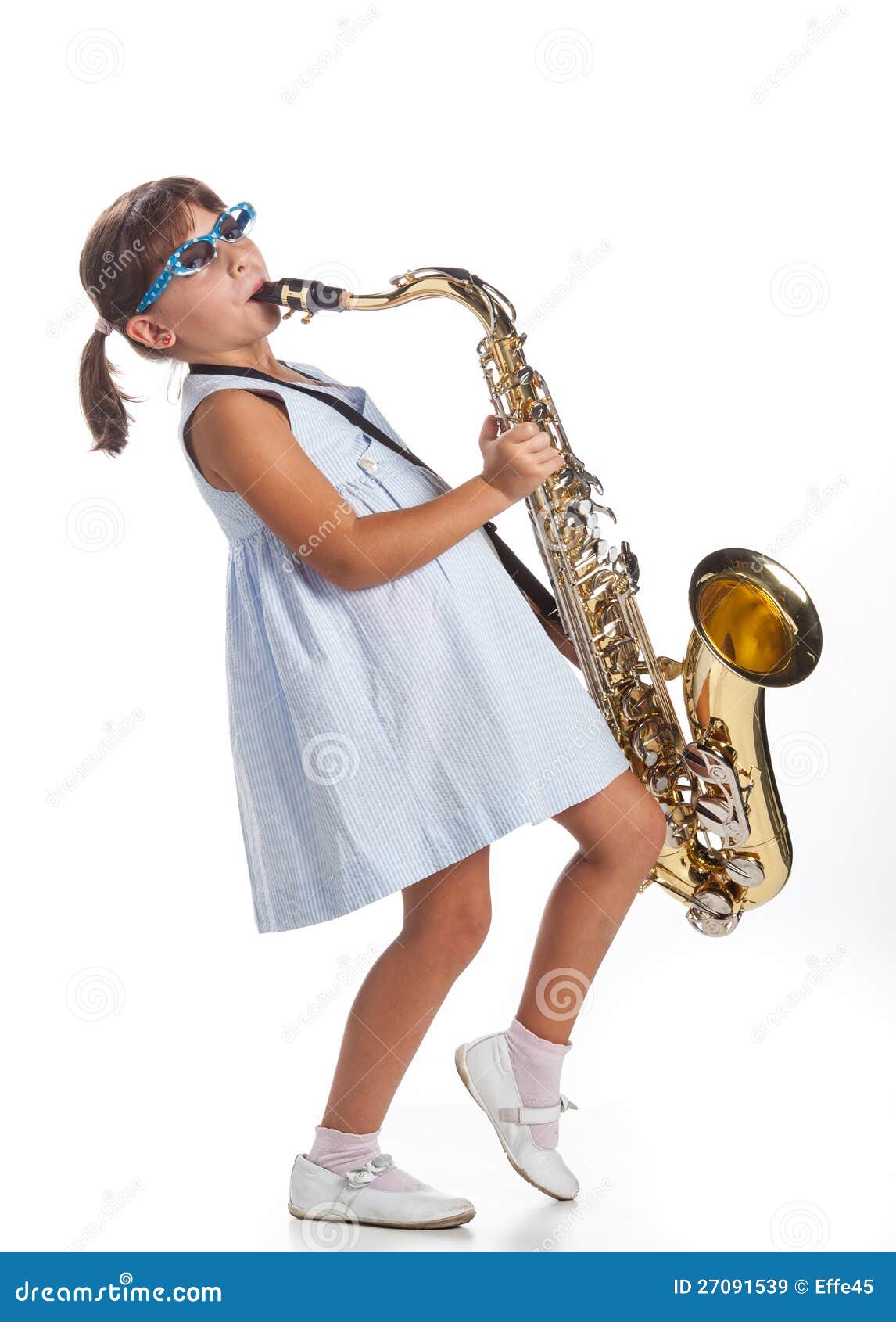 Little Girl Playing Saxophone Stock Image - Image of childhood, girl ...